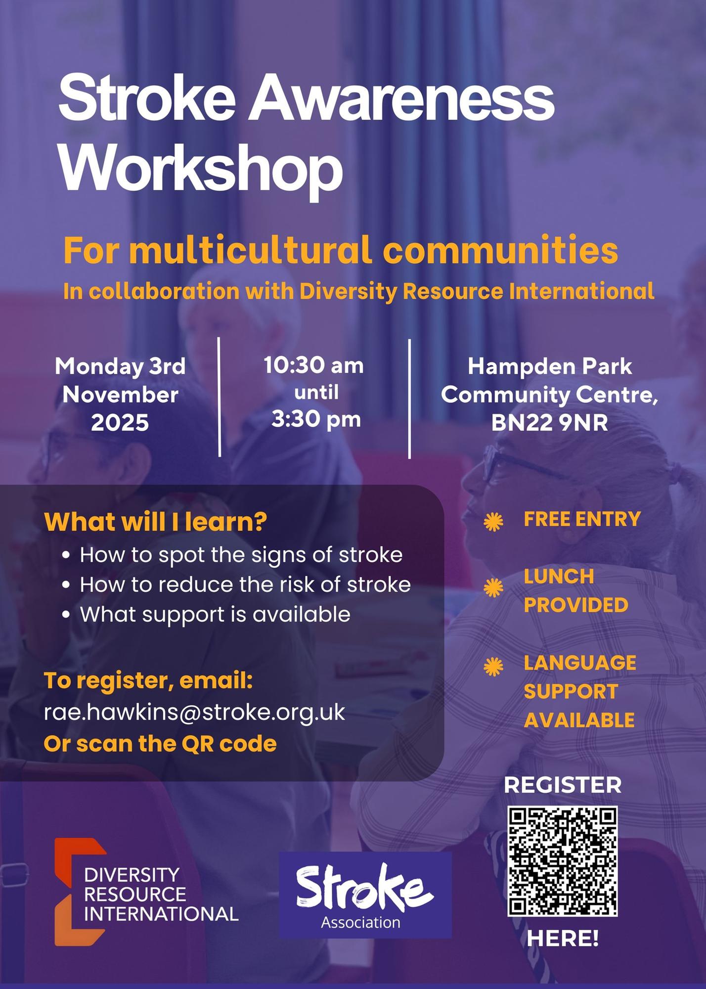 An informative stroke awareness workshop is coming to Eastbourne