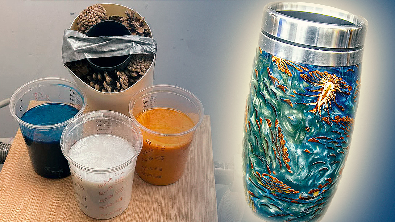 From wood to pine cones coffee tumbler