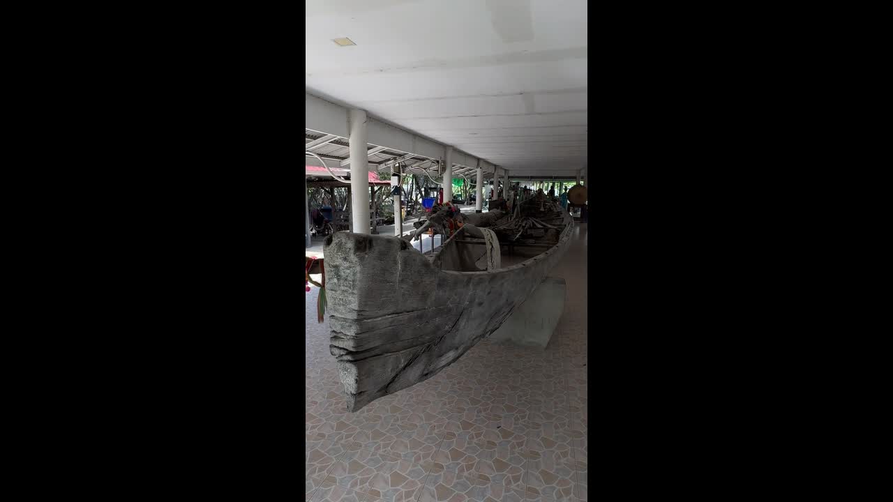 300-year-old wooden canoe on display at Buddhist temple