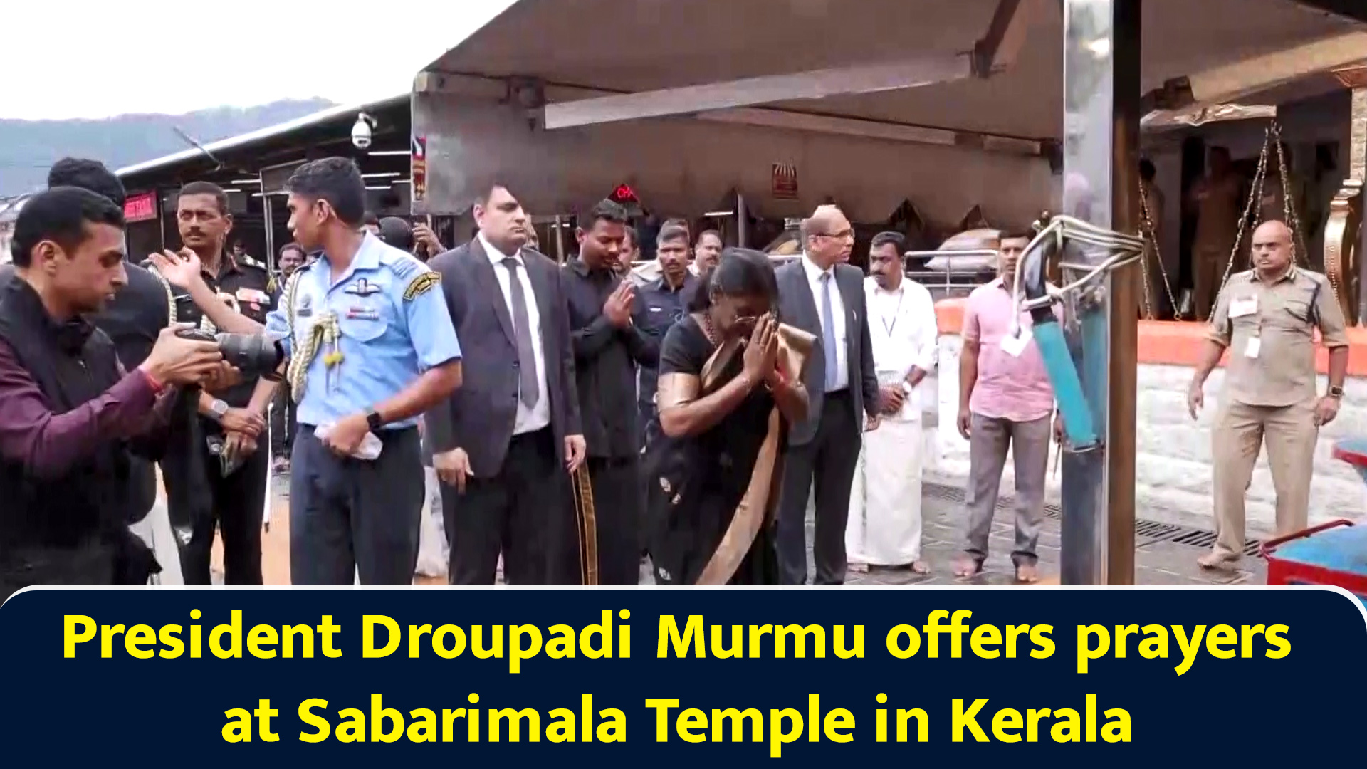 President Droupadi Murmu offers prayers at Sabarimala Temple in Kerala