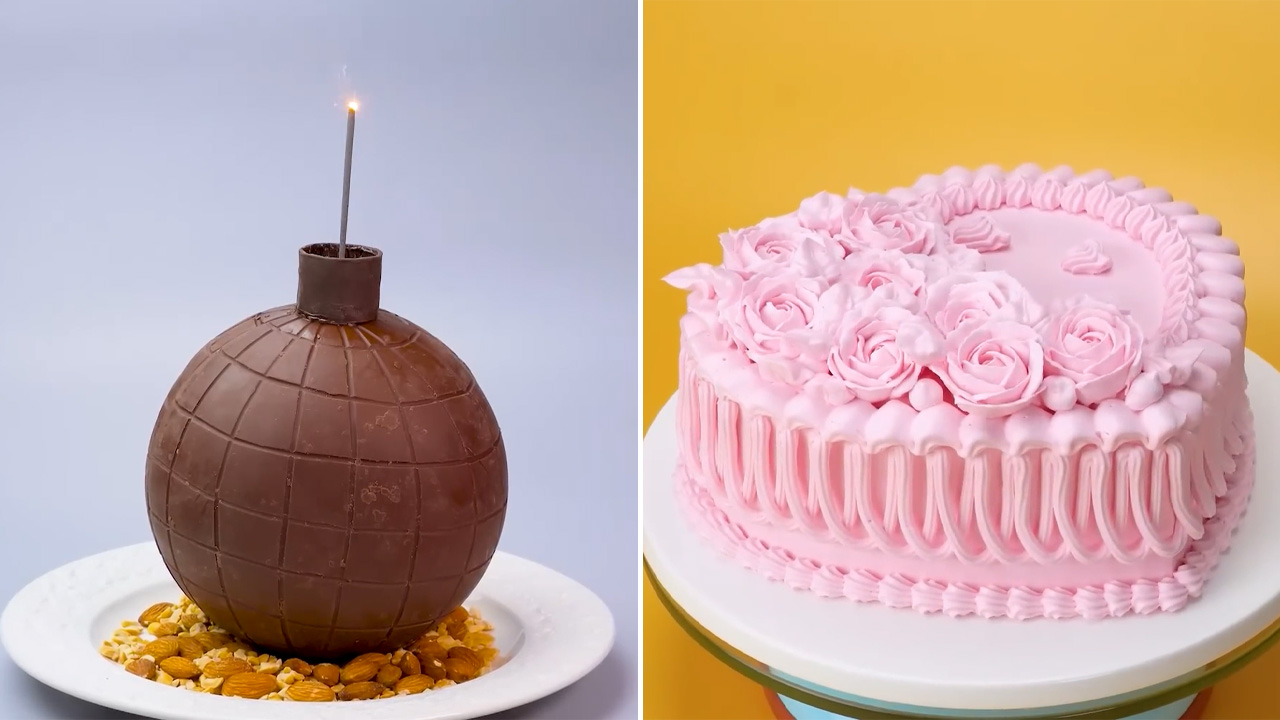 Chocolate Bomb Cake and Pink Heart Cake
