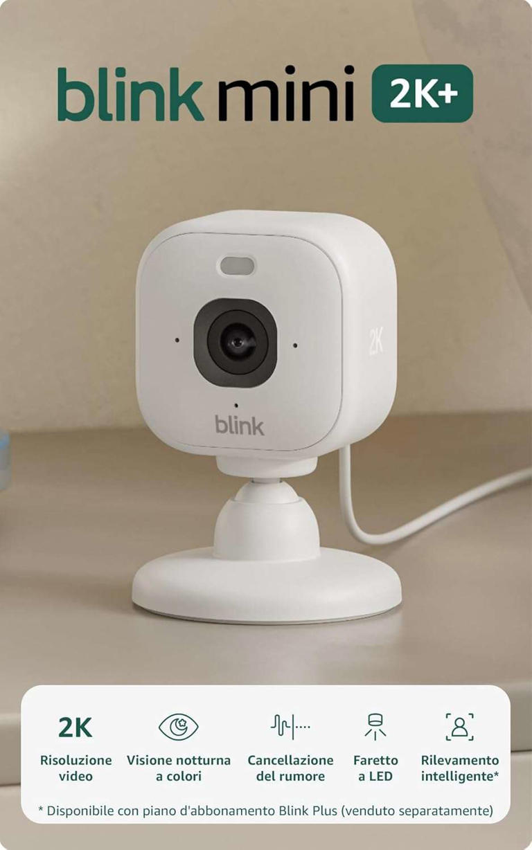 Amazon: da oggi in Italia la videocamera Blink Mini 2K+ e il supporto ...