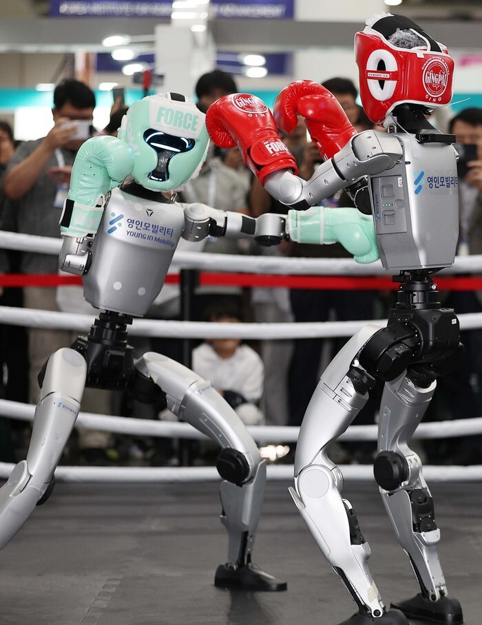 Humanoid robots fight in kickboxing competition
