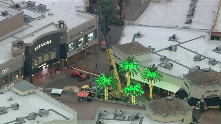 115-foot tall Christmas tree arrives at Southern California mall