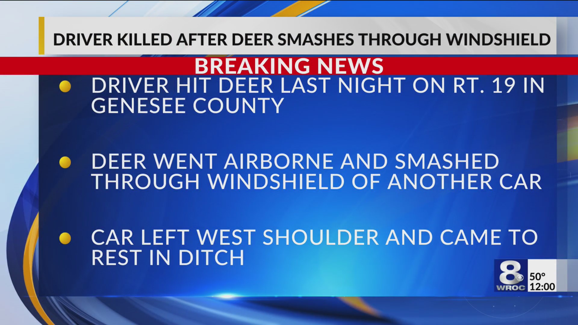 Driver killed after deer smashes through windshield
