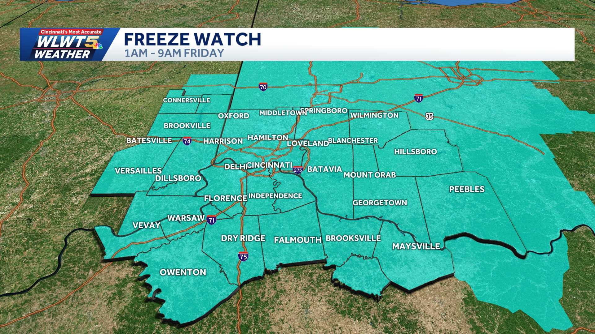 Frost advisory, freeze watch issued for Greater Cincinnati this week