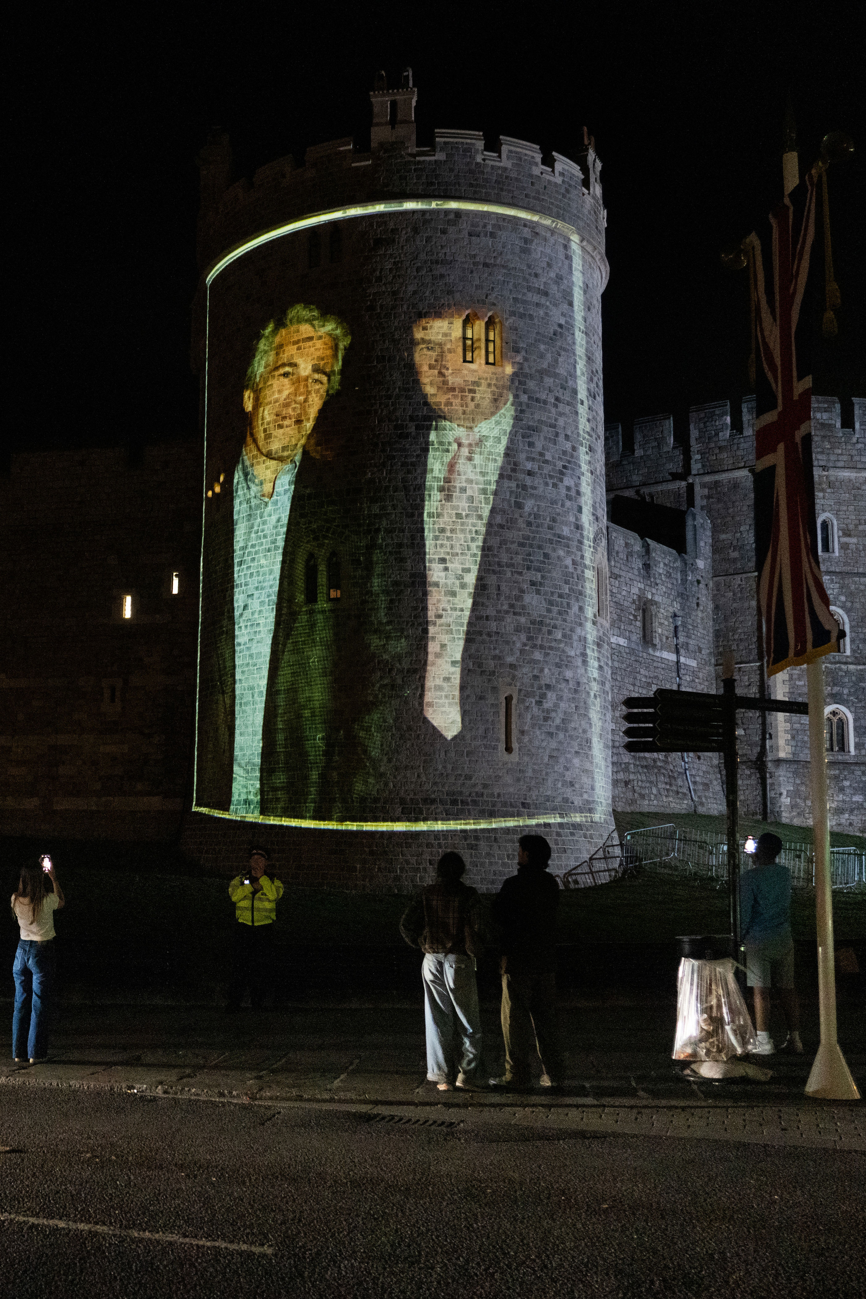 Four held over Trump-Epstein projection on Windsor Castle face no ...