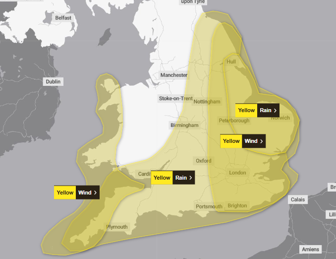 UK weather map: Where Storm Benjamin is set to bring 75mph winds and ...