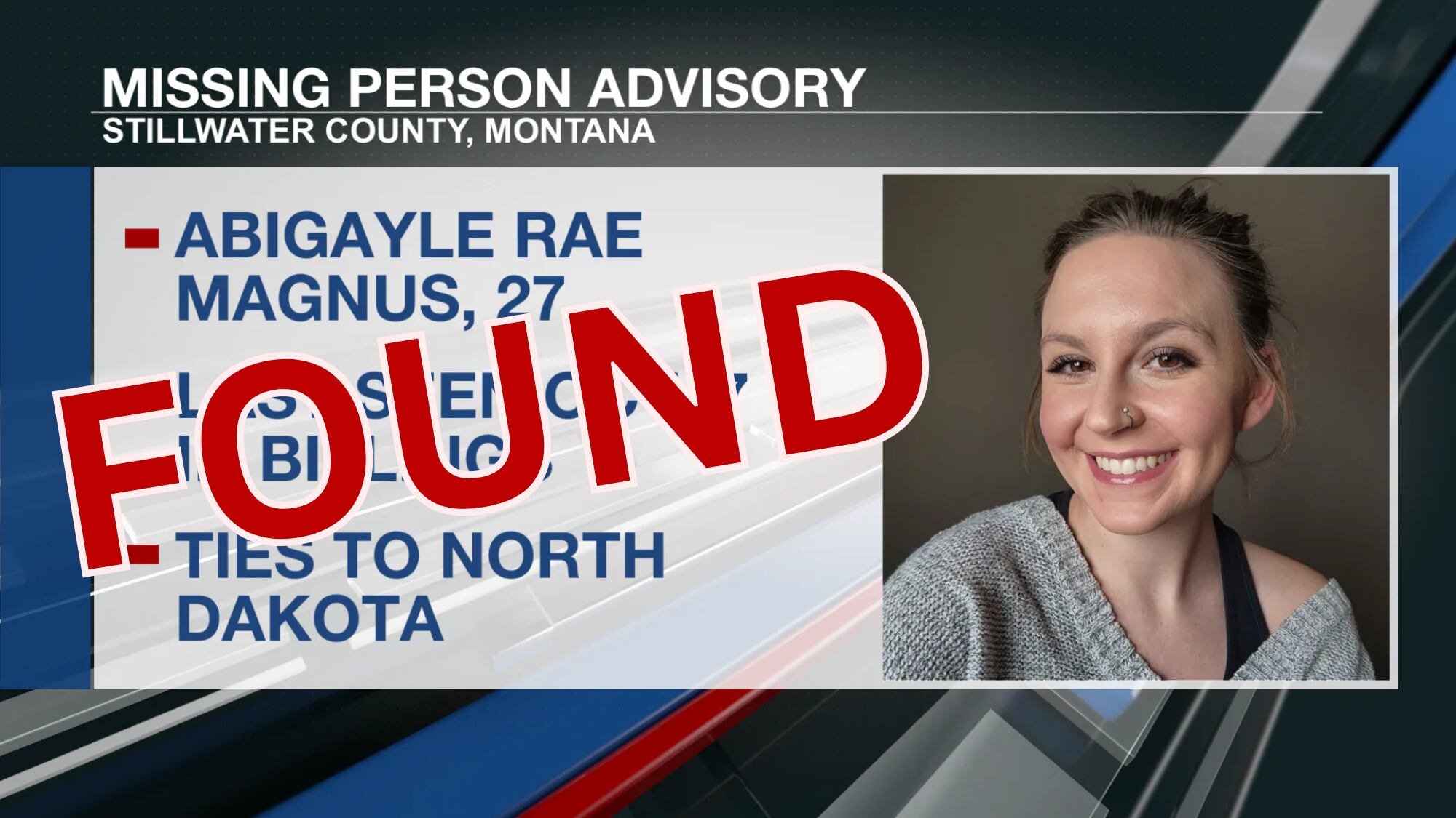 UPDATE: Missing Montana woman with ties to Bismarck found, according to ...