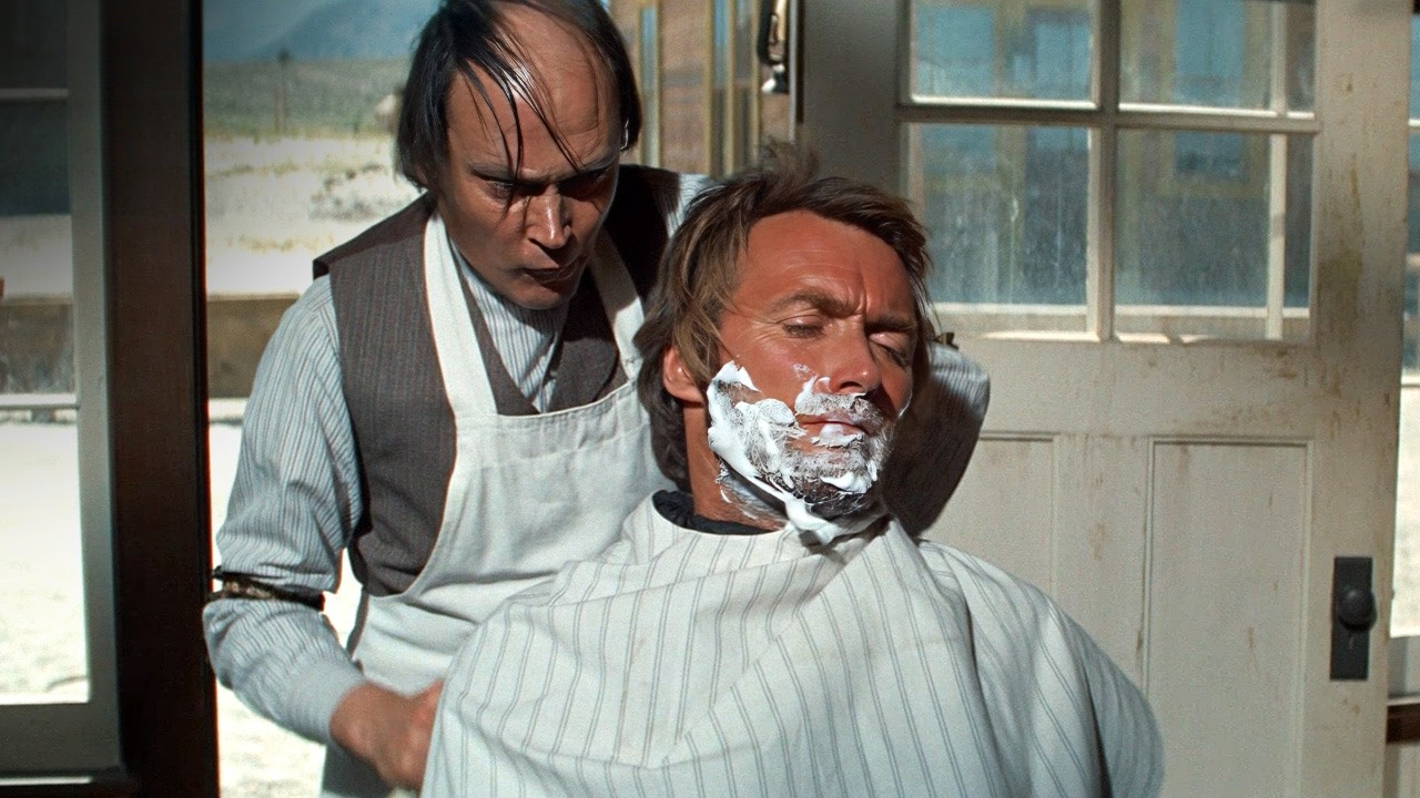 Clint Eastwood In The Iconic Babershop Shootout High Plains Drifter