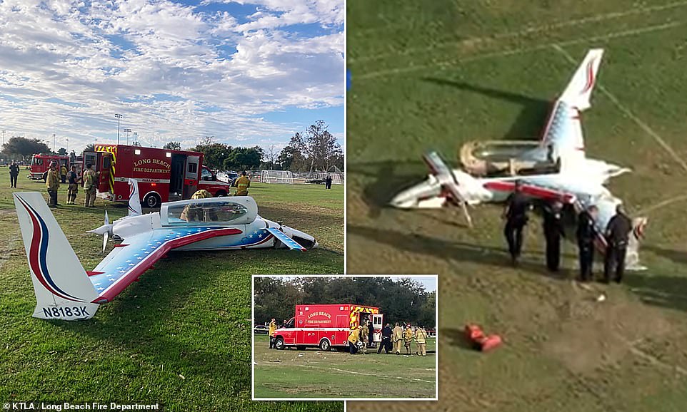 California woman hit by airplane after it made emergency landing