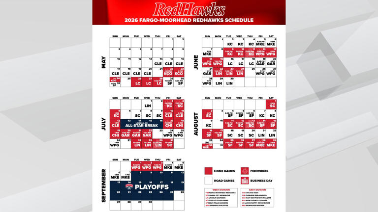 2026 Fargo-Moorhead Redhawks schedule released