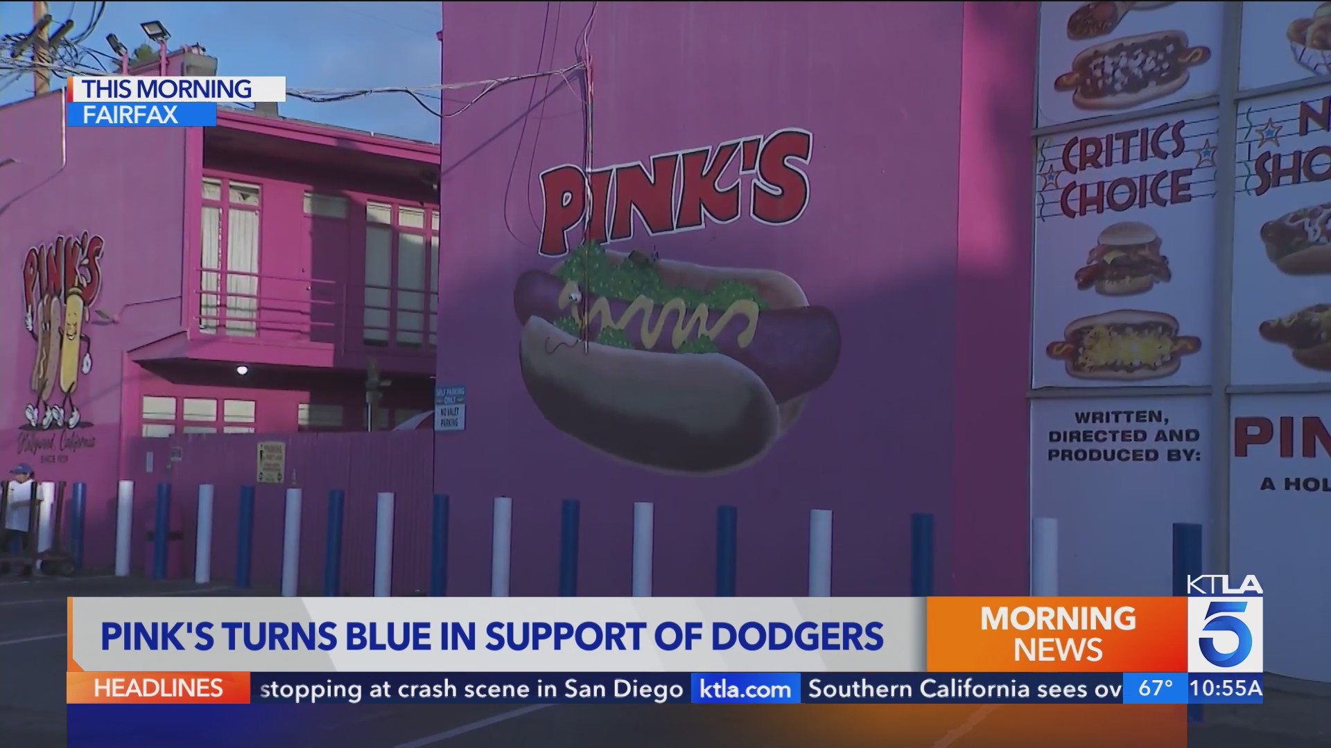 Pink’s Hot Dogs turns Dodgers Blue to celebrate World Series run