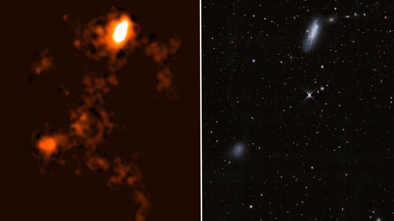 Astronomers spot giant hidden 'bridge' and record-breaking tail between ...