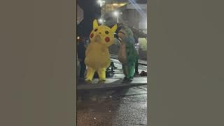 Inflatable Pikachu and Frog Embrace During Portland Protests