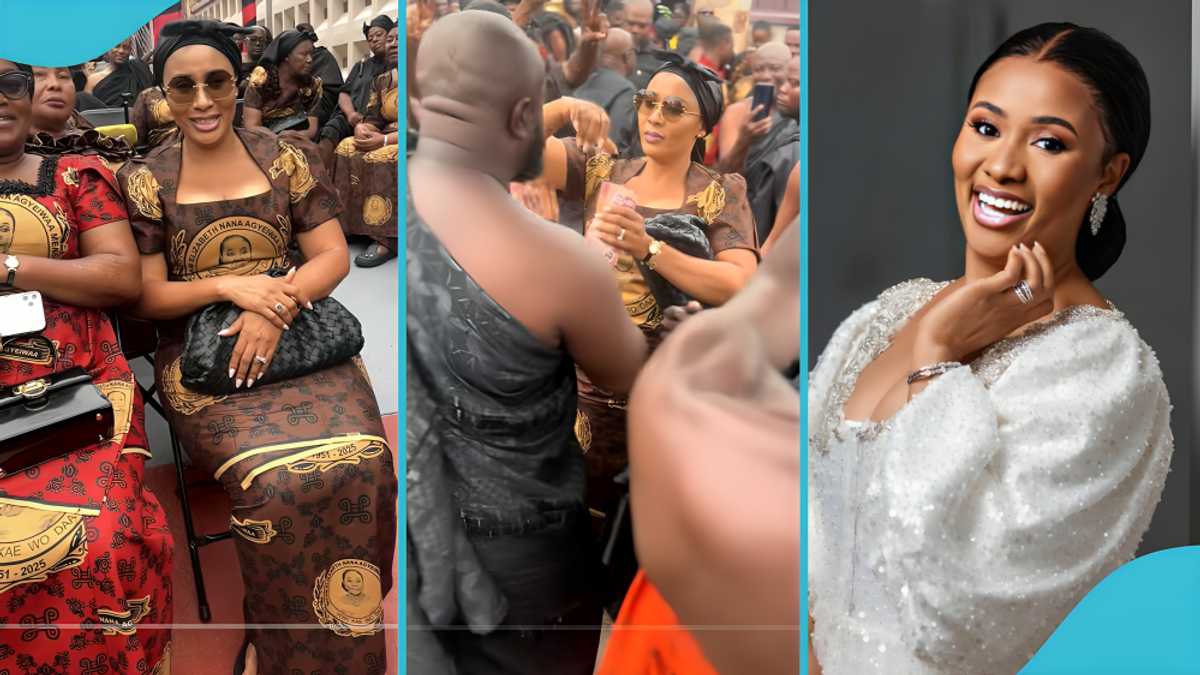 Otumfuo’s daughter Afia Kobi Prempeh sprays cash on engineer Atta Poku at his mother’s funeral