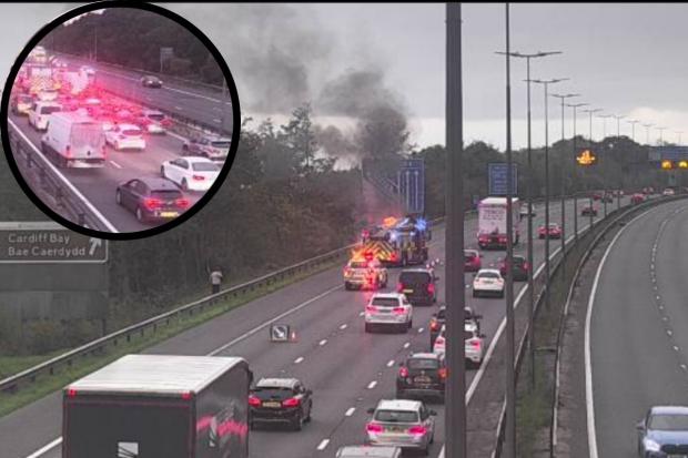 Traffic held up after vehicle fire on M4 Westbound