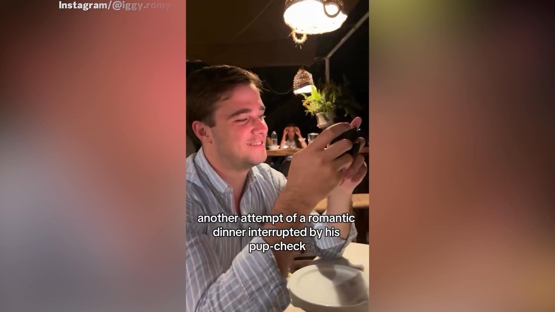 Man Checks On Pet During Date