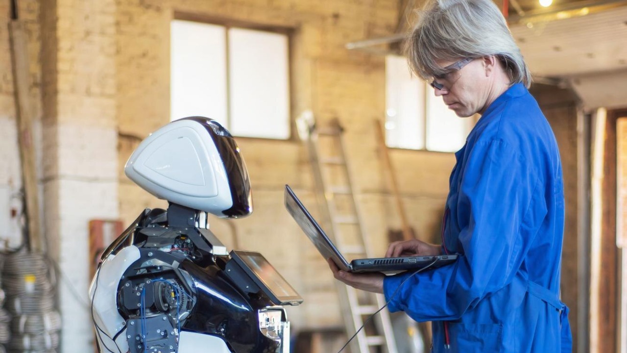 Menacing robot powers up and calls humanity a resource to exploit