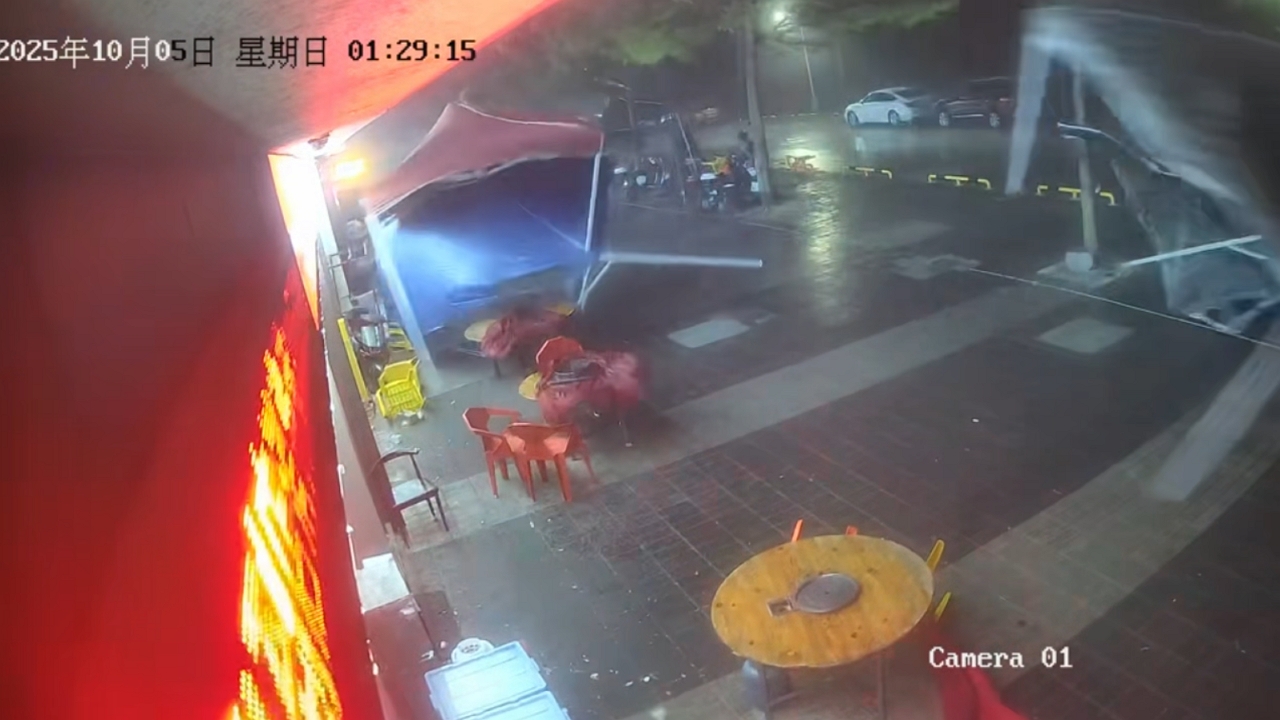 Intense storm hits street in Guangdong, China