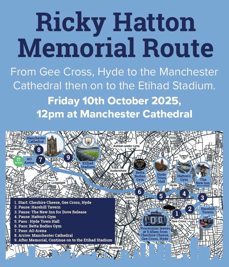 Ricky Hatton's funeral procession route map in full