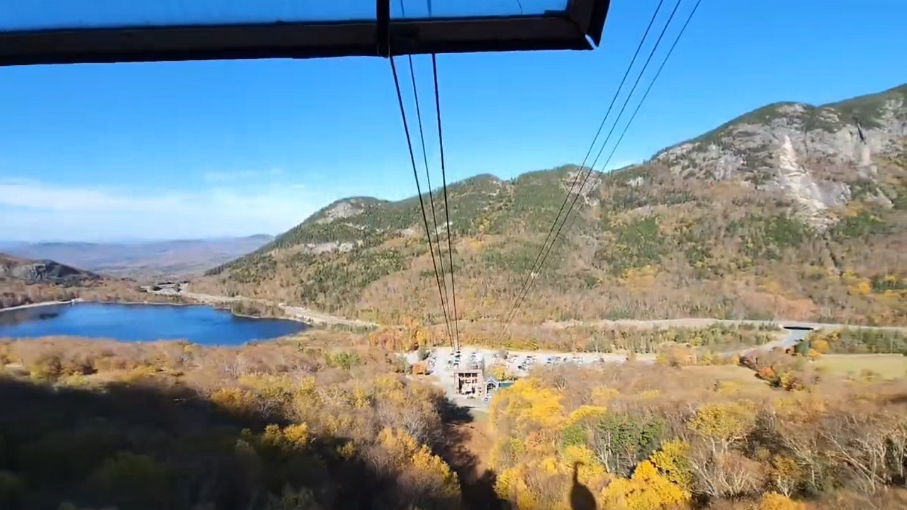 Stunning autumn aerial view from Cannon Mountain Tramway in New ...