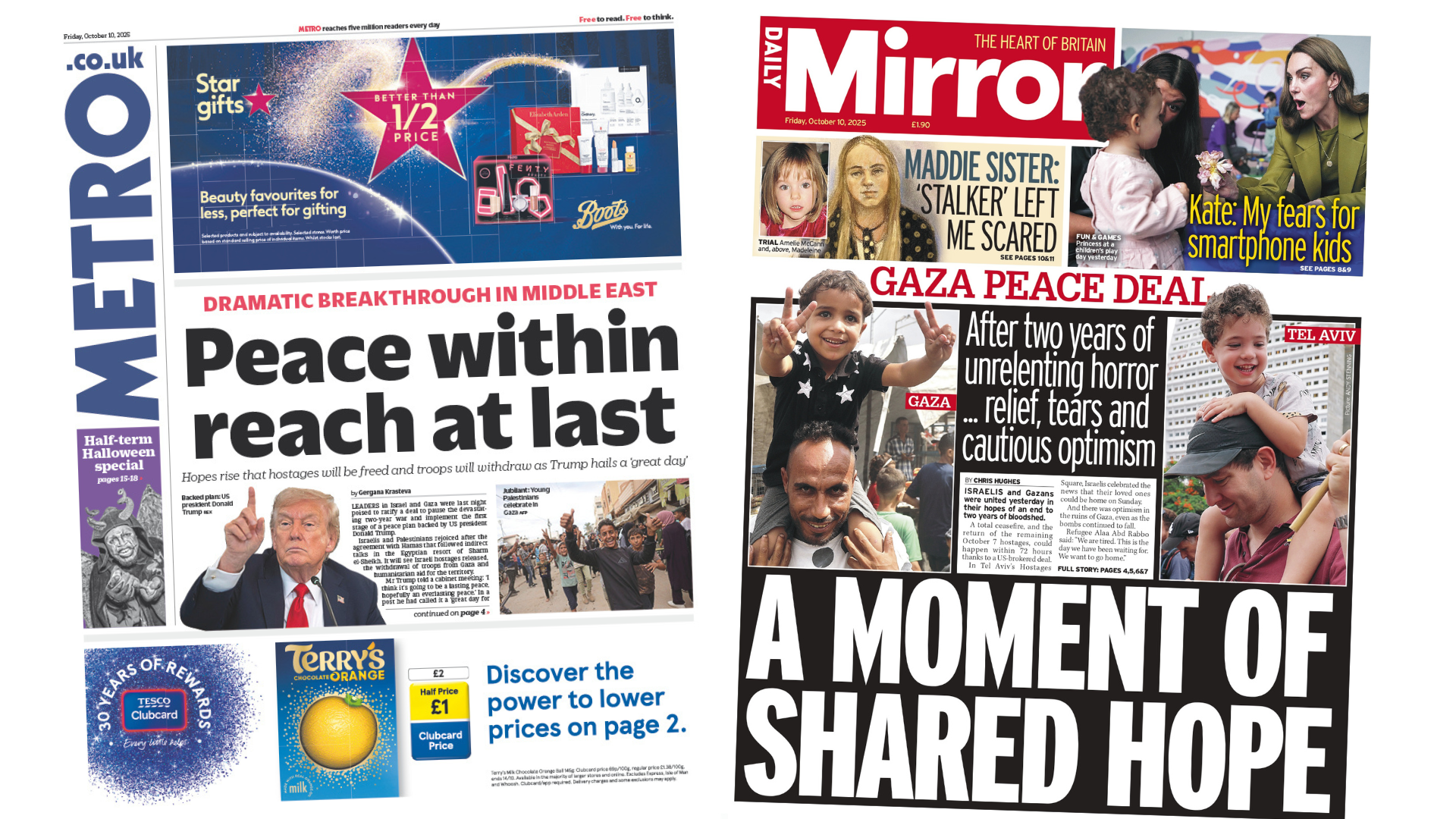 'Peace within reach' and 'A moment of shared hope'