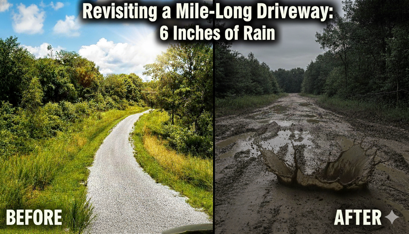 Revisiting a Mile-Long Driveway After 6 Inches of Rain