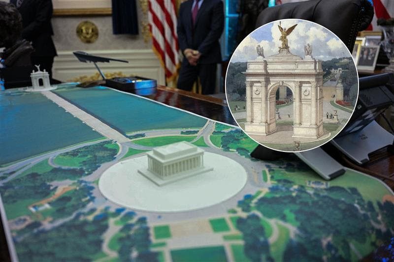 Proposed Trump monument next to Lincoln Memorial seen in White House photos