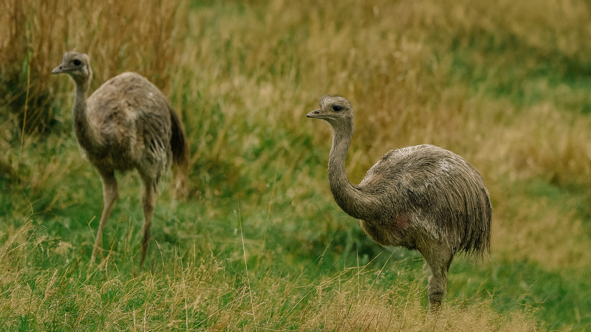 Nelétavý pták nandu pampový (Rhea pennata) a jeho peří