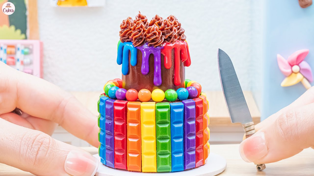 Rainbow Chocolate Cake with Mini Cake Toppers