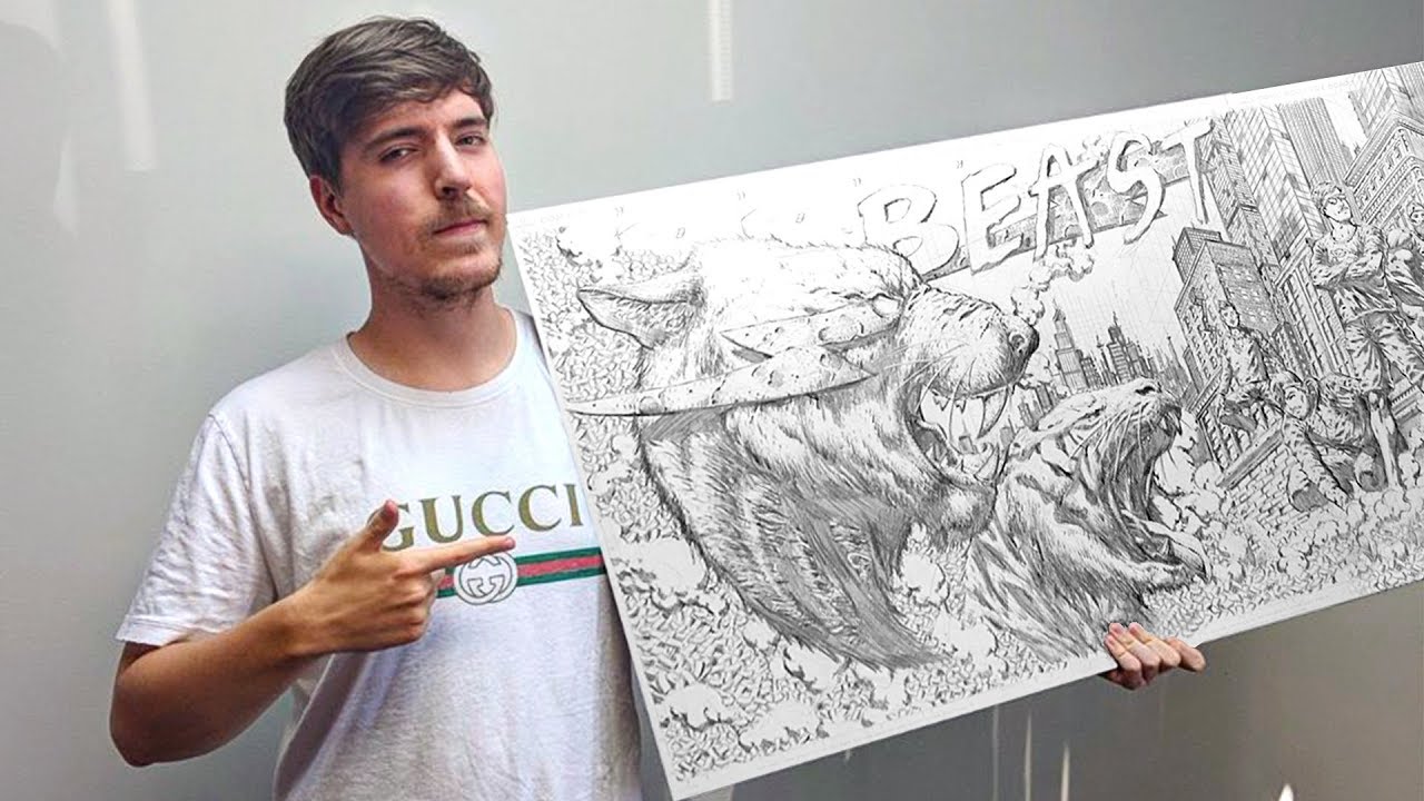 Drawing MrBeast for 24h