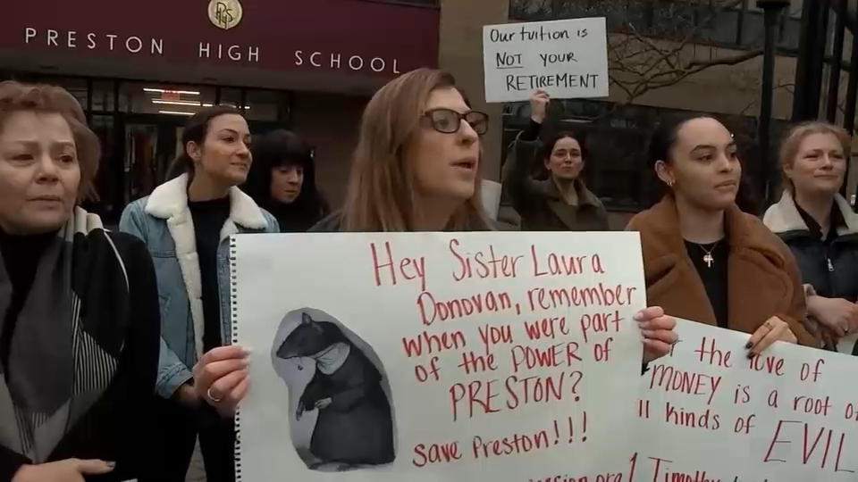 Students and parents protest closing of Preston High School in the Bronx