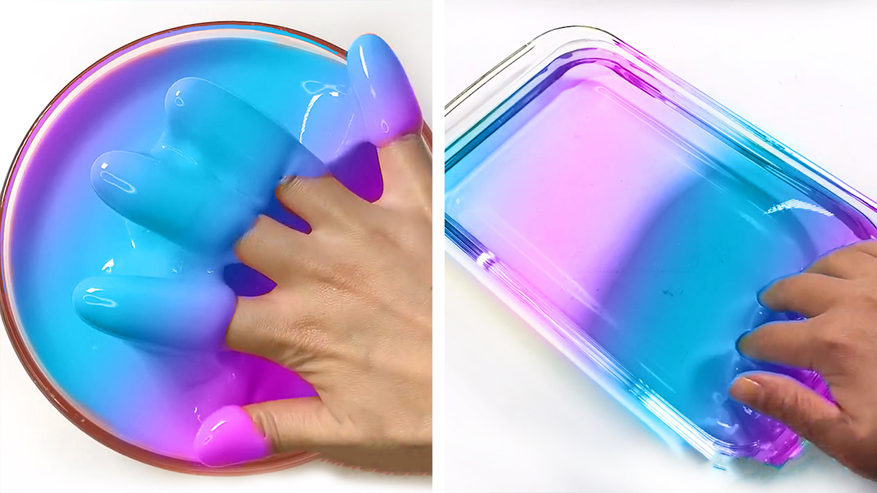Slime azul y púrpura ASMR relajante