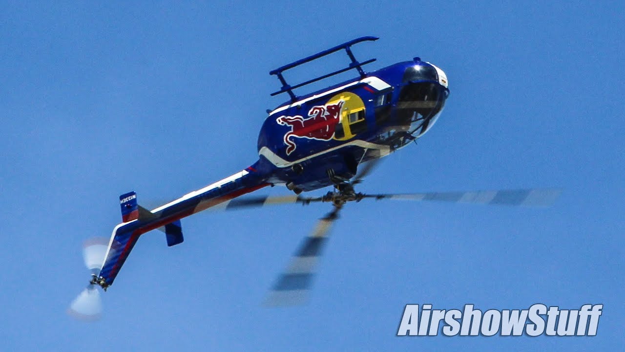 Watch the Red Bull helicopter flip, roll, and twist in the sky