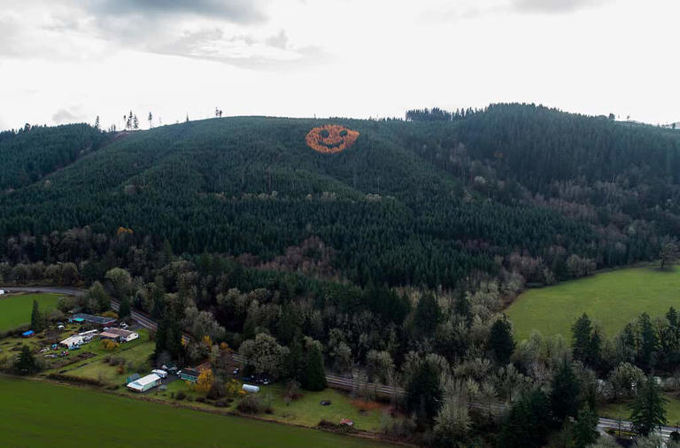 Why A Giant 300-Foot Smiley Face Greets Traffic Every Fall In Oregon