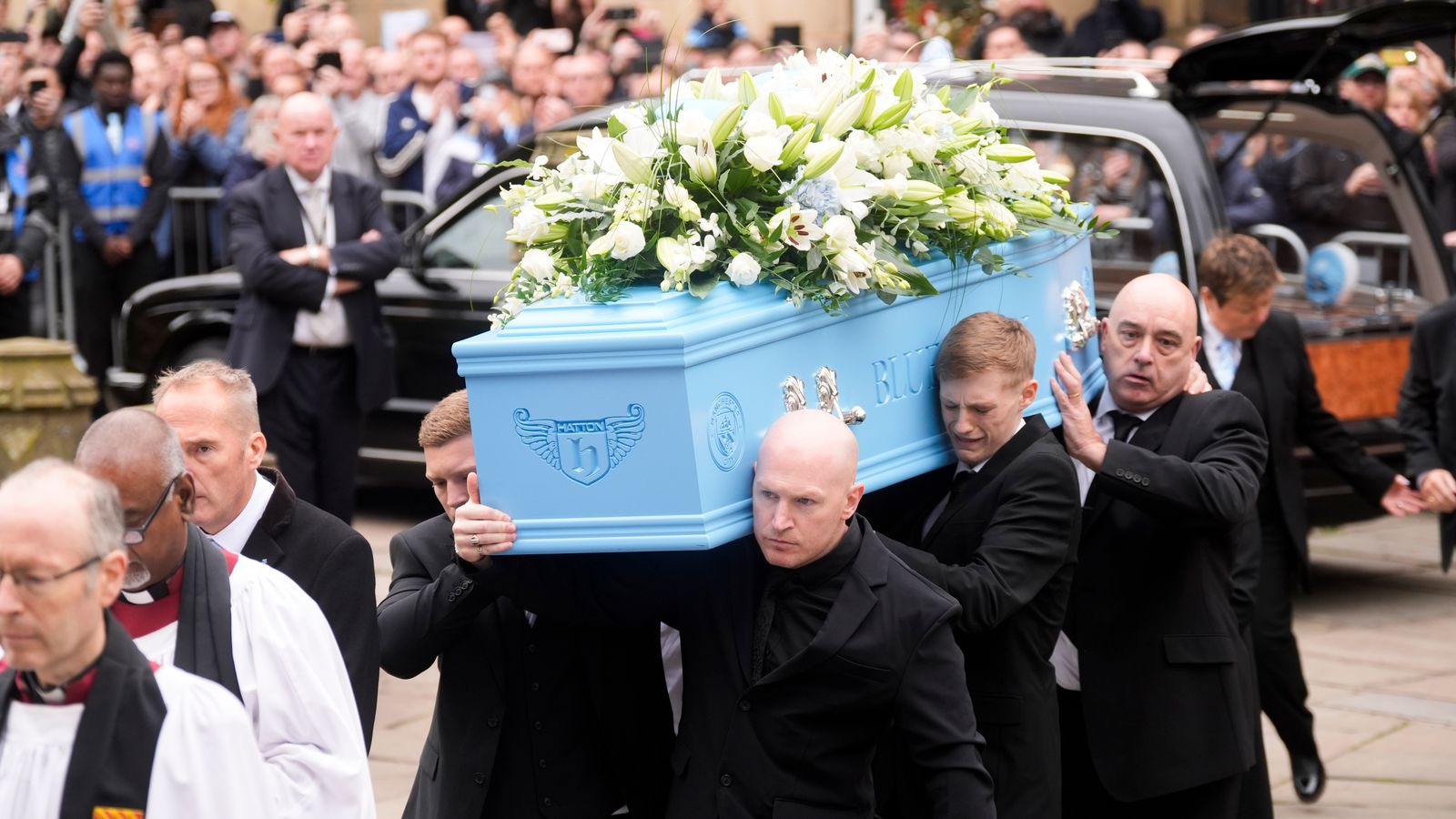 Cheers as Ricky Hatton's coffin enters cathedral