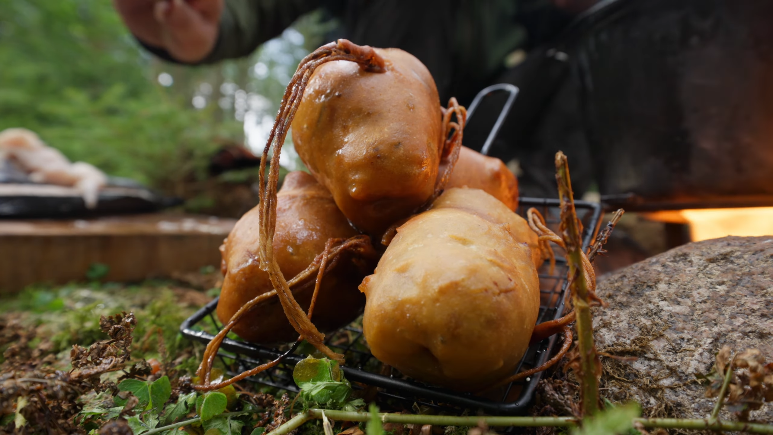 Deep Frying Giant Fish and Beef Candies Over Fire