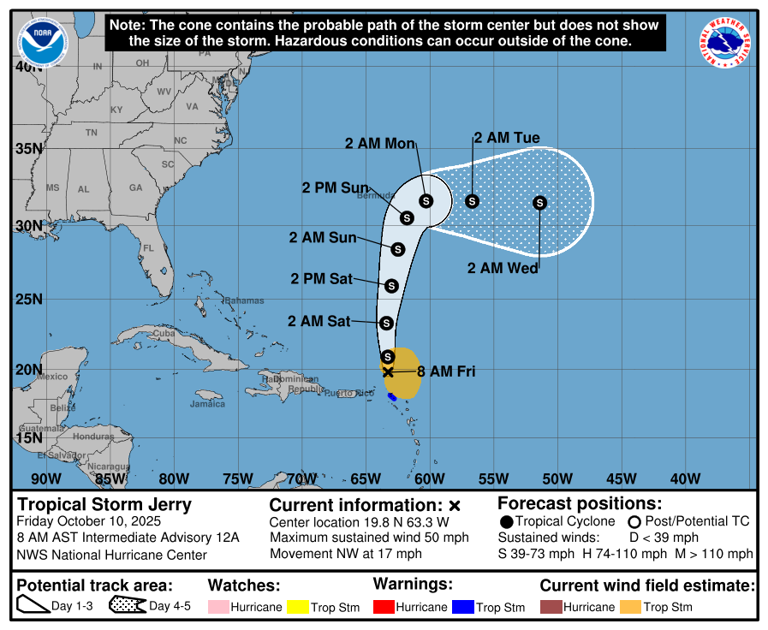 National Hurricane Center revises Tropical Storm Jerry forecast. Any ...