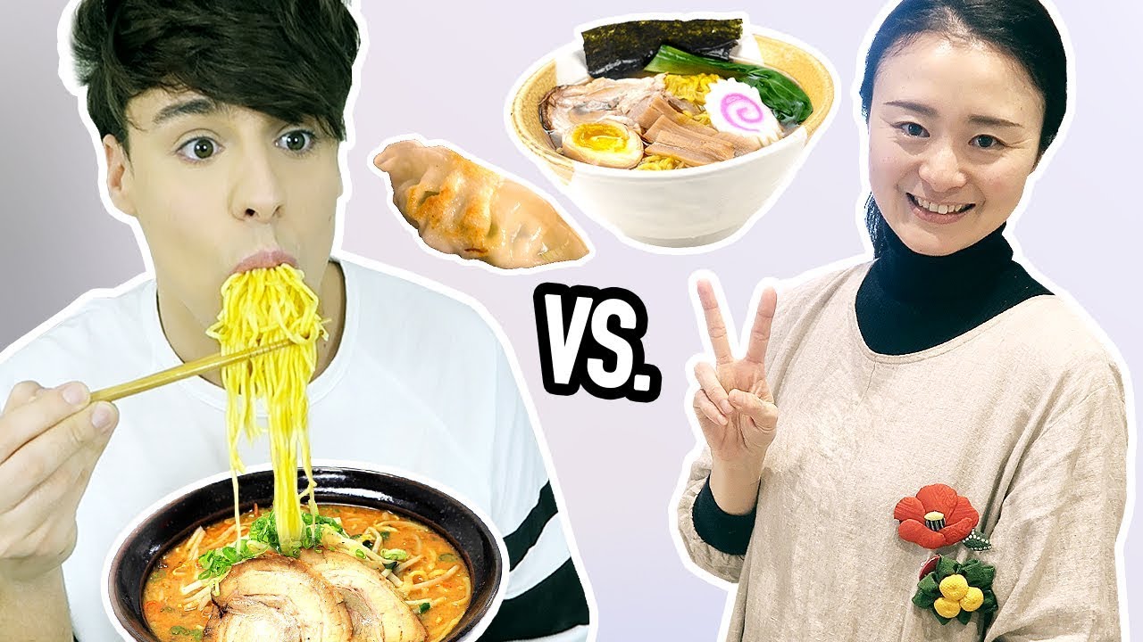Competing against a professional Japanese chef to make ramen noodles