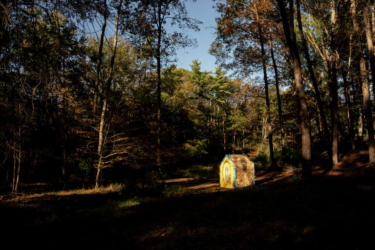 Golden-hued silk structure brings light and myth to Catskills