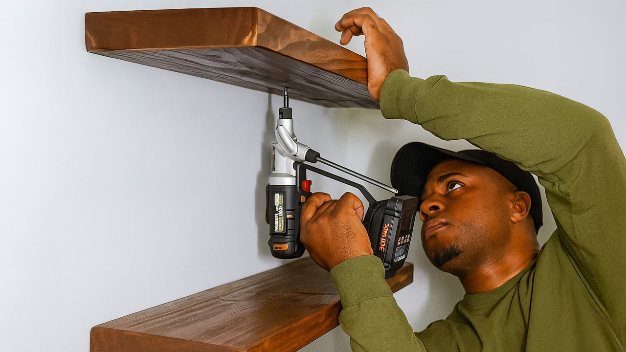 Easy DIY floating shelves - no brackets needed!