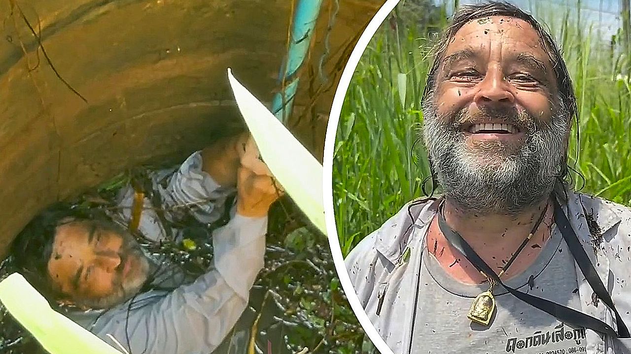 Elderly man has brush with death after falling down well in Thailand
