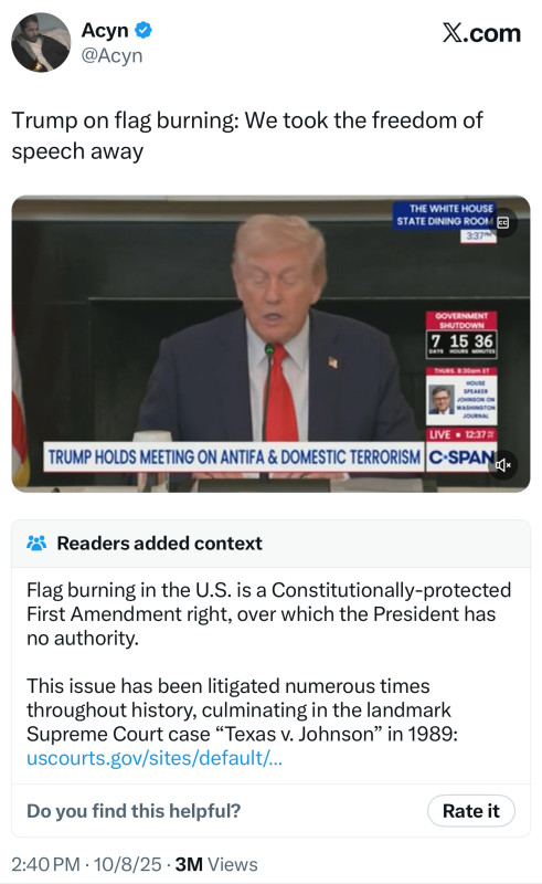 Trump Slapped With Community Note Over Flag Burning