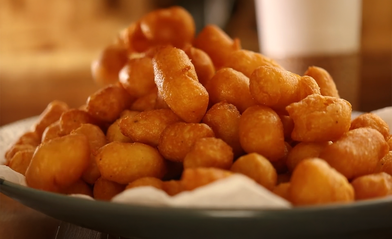 I made fluffy potato puffs from scratch! 🥔