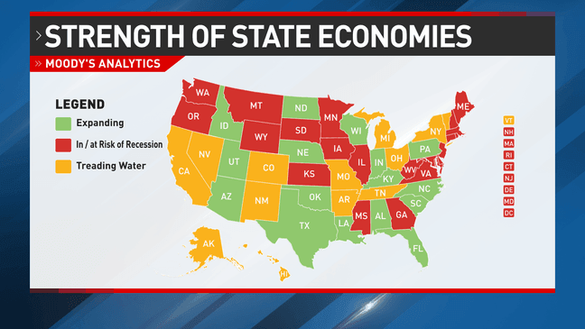Moody's lists Maine as one of 22 states facing recession