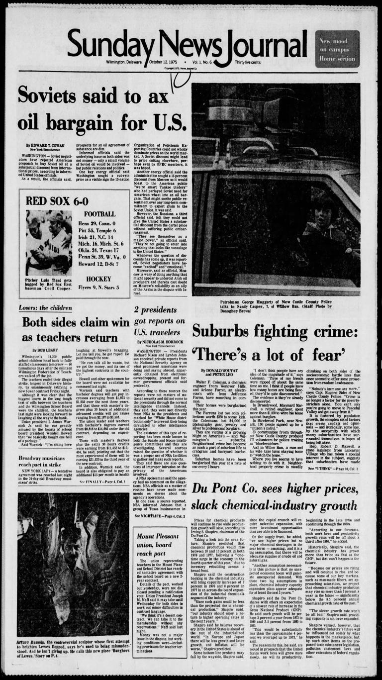 In history in News Journal Oct. 12-18, city teachers' strike ends ...