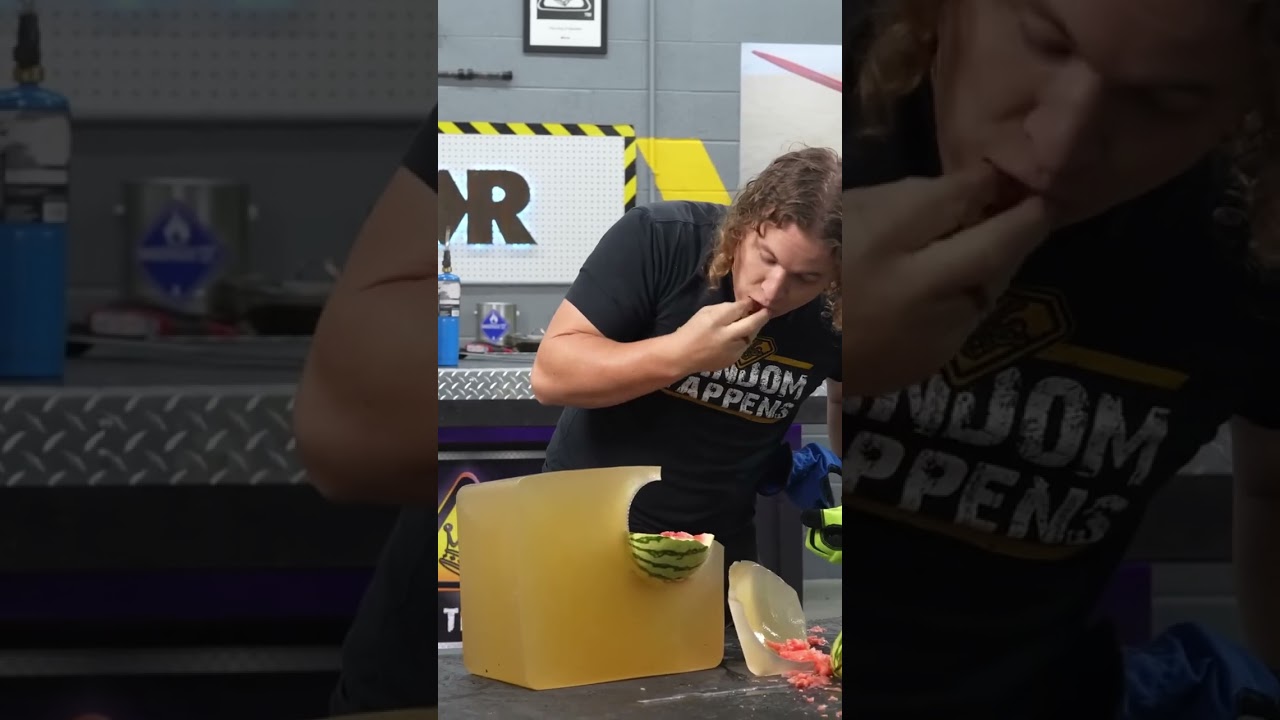 Testing extreme heat between a steel sword and ice sword