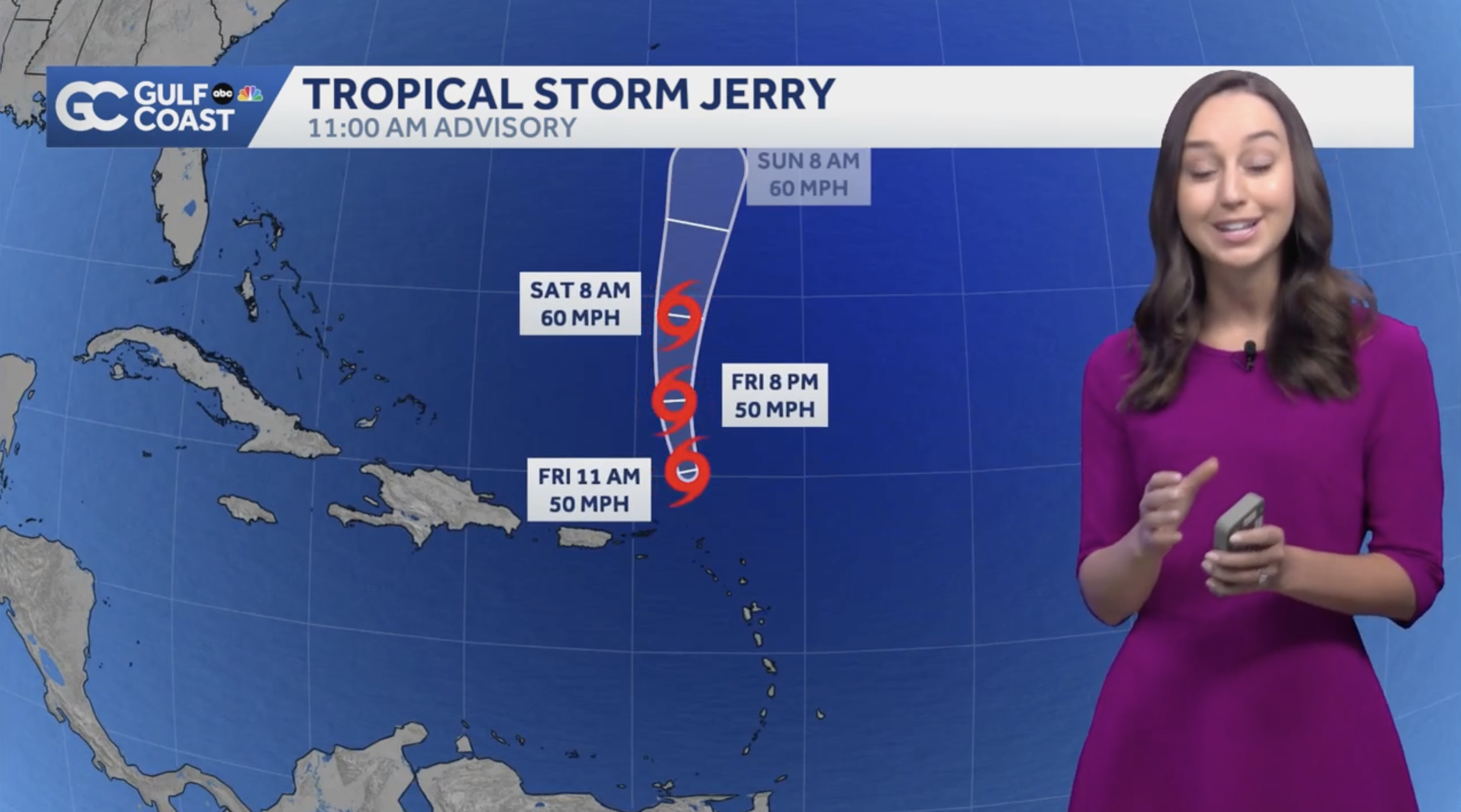 Tracking Tropical Storm Jerry in the Atlantic