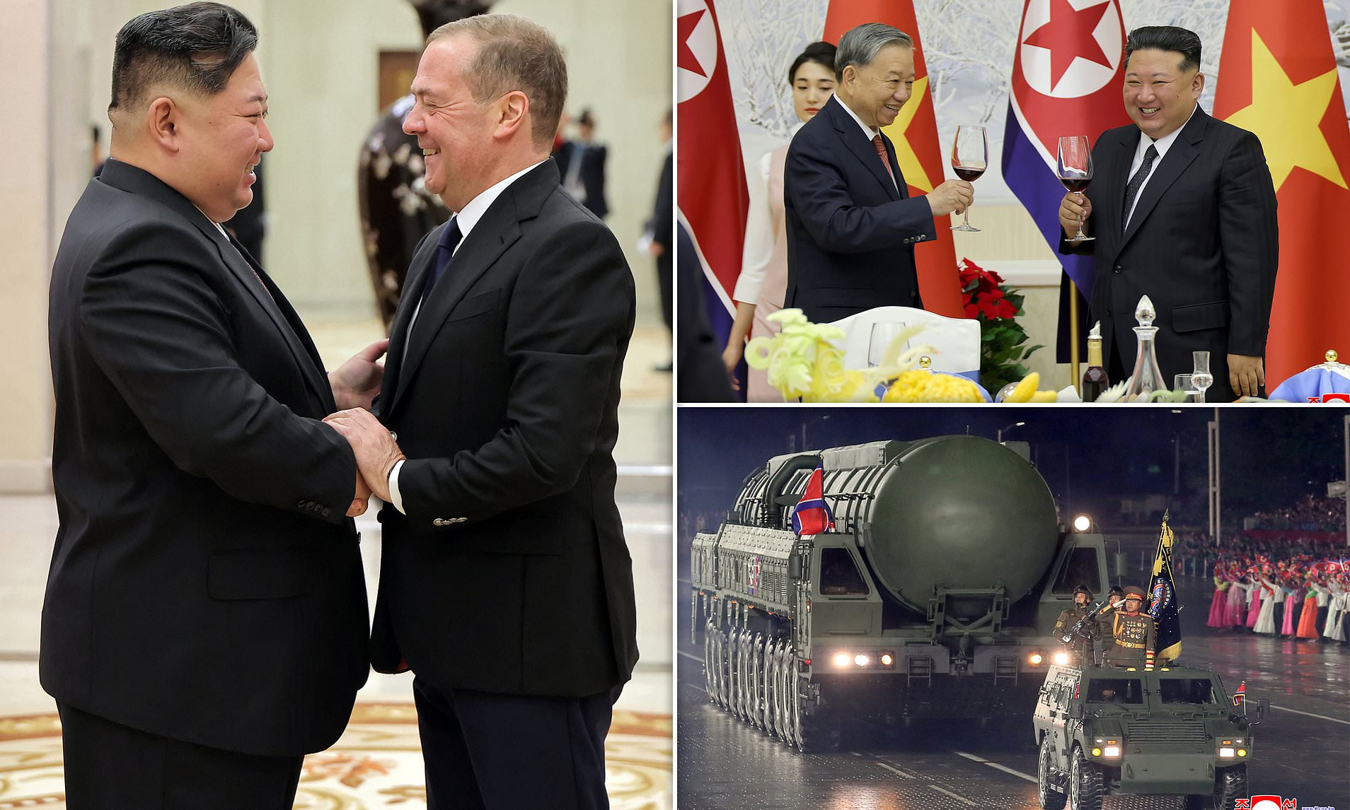 Kim Jong Fun! North Korea leader all smiles as he enjoys lavish dinner ...
